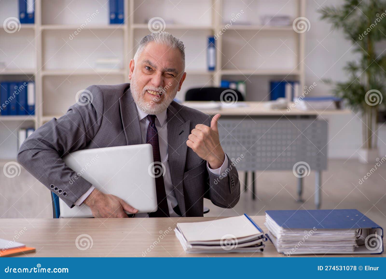 Old Male Employee Working in the Office Stock Photo - Image of workload ...