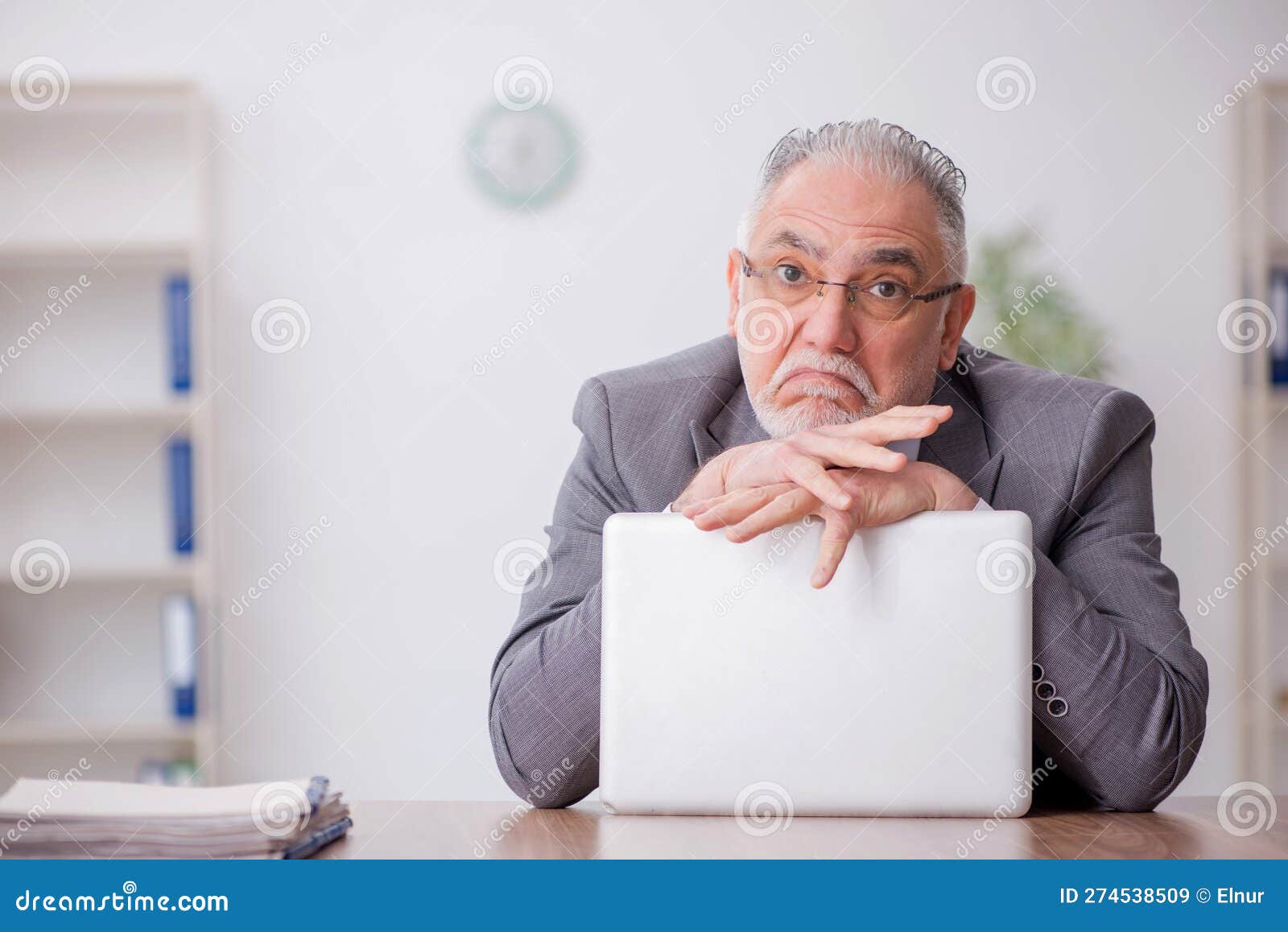 Old Male Employee Working in the Office Stock Image - Image of busy ...