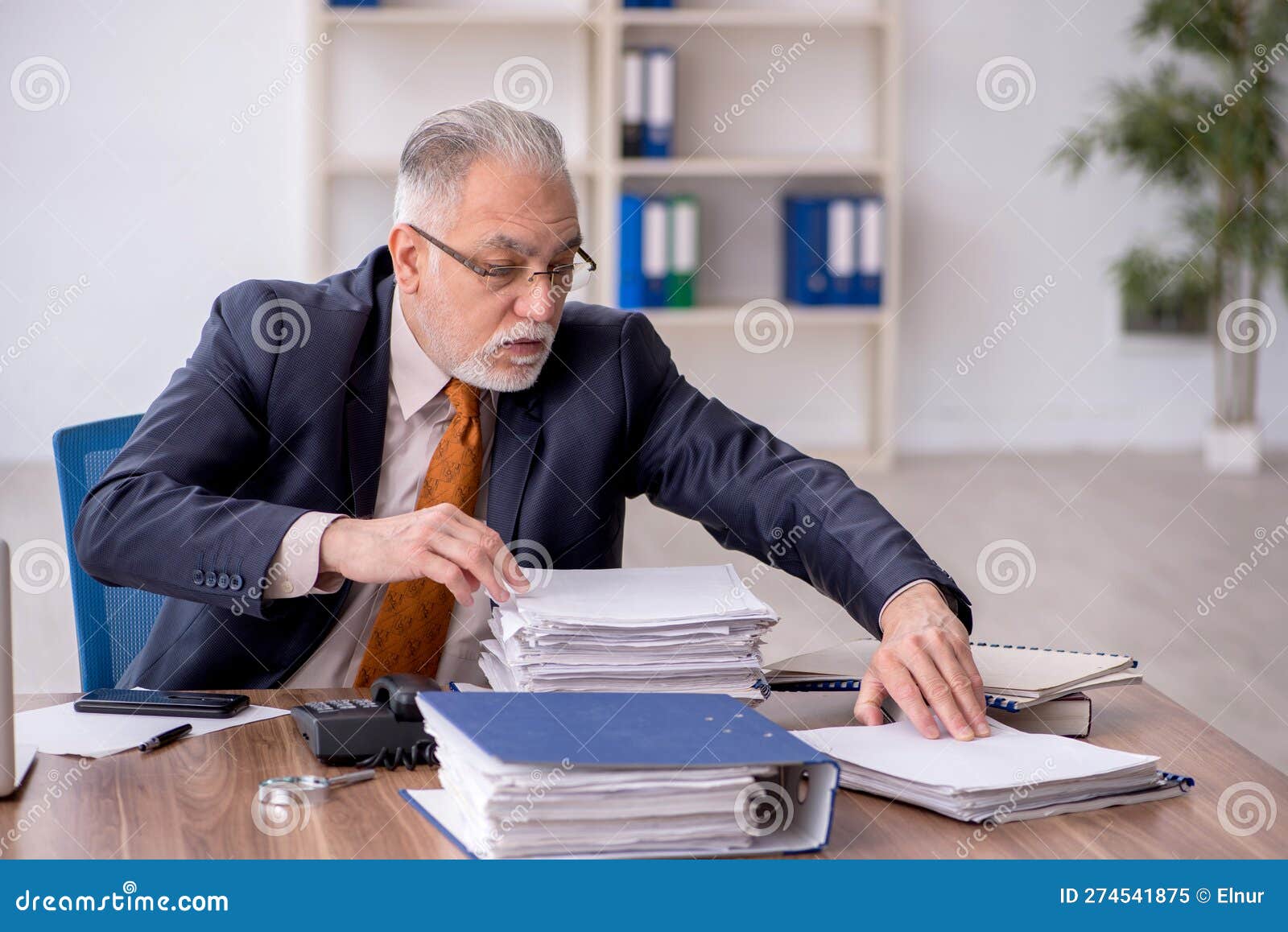 Old Male Employee Working in the Office Stock Image - Image of boss ...