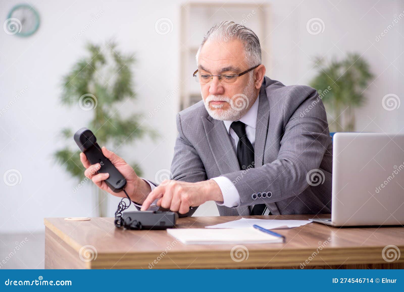 Old Male Employee Working in the Office Stock Photo - Image of pile ...