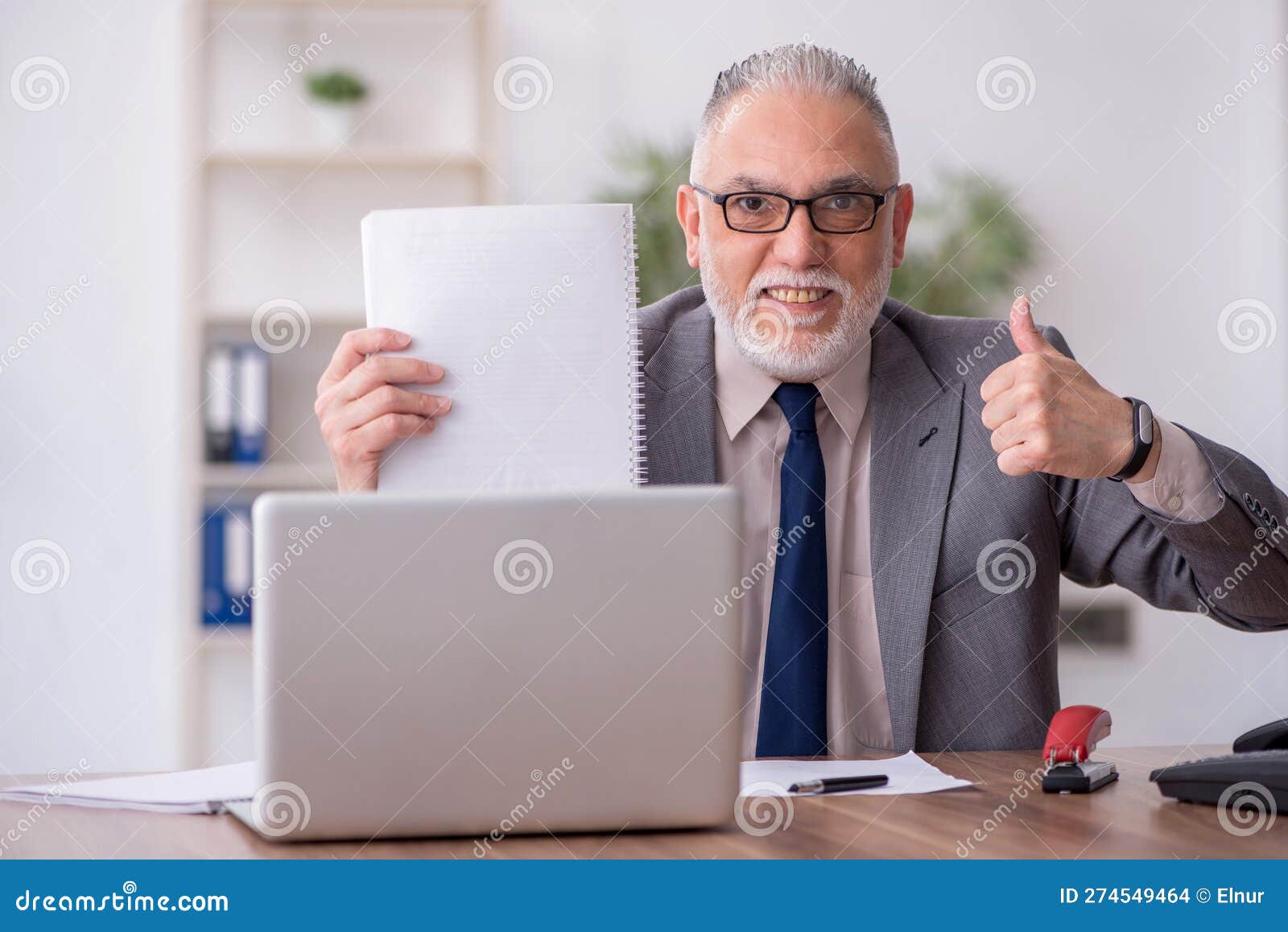 Old Male Employee Working in the Office Stock Photo - Image of business ...