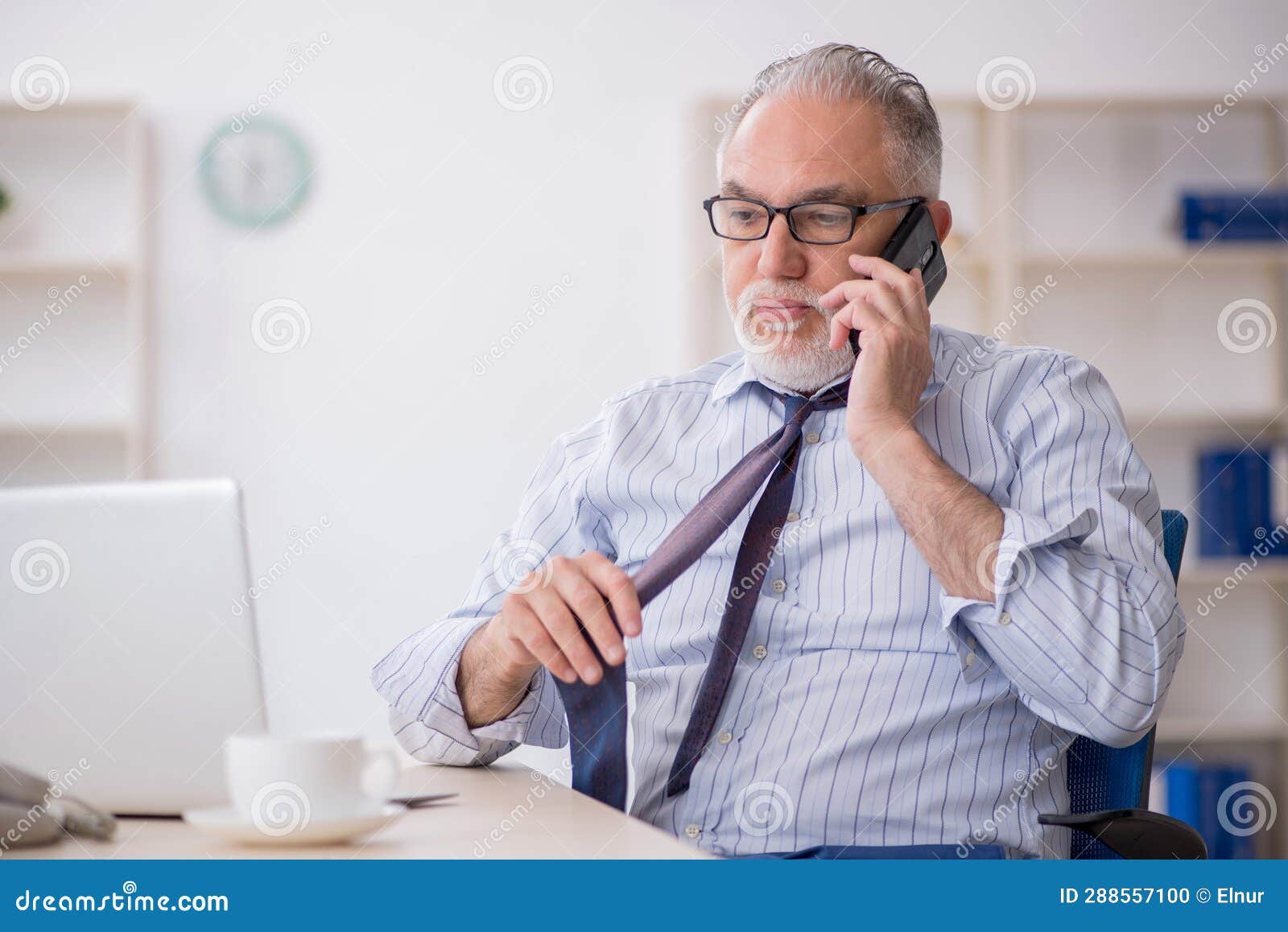 Old Male Employee Working in the Office Stock Photo - Image of overtime ...