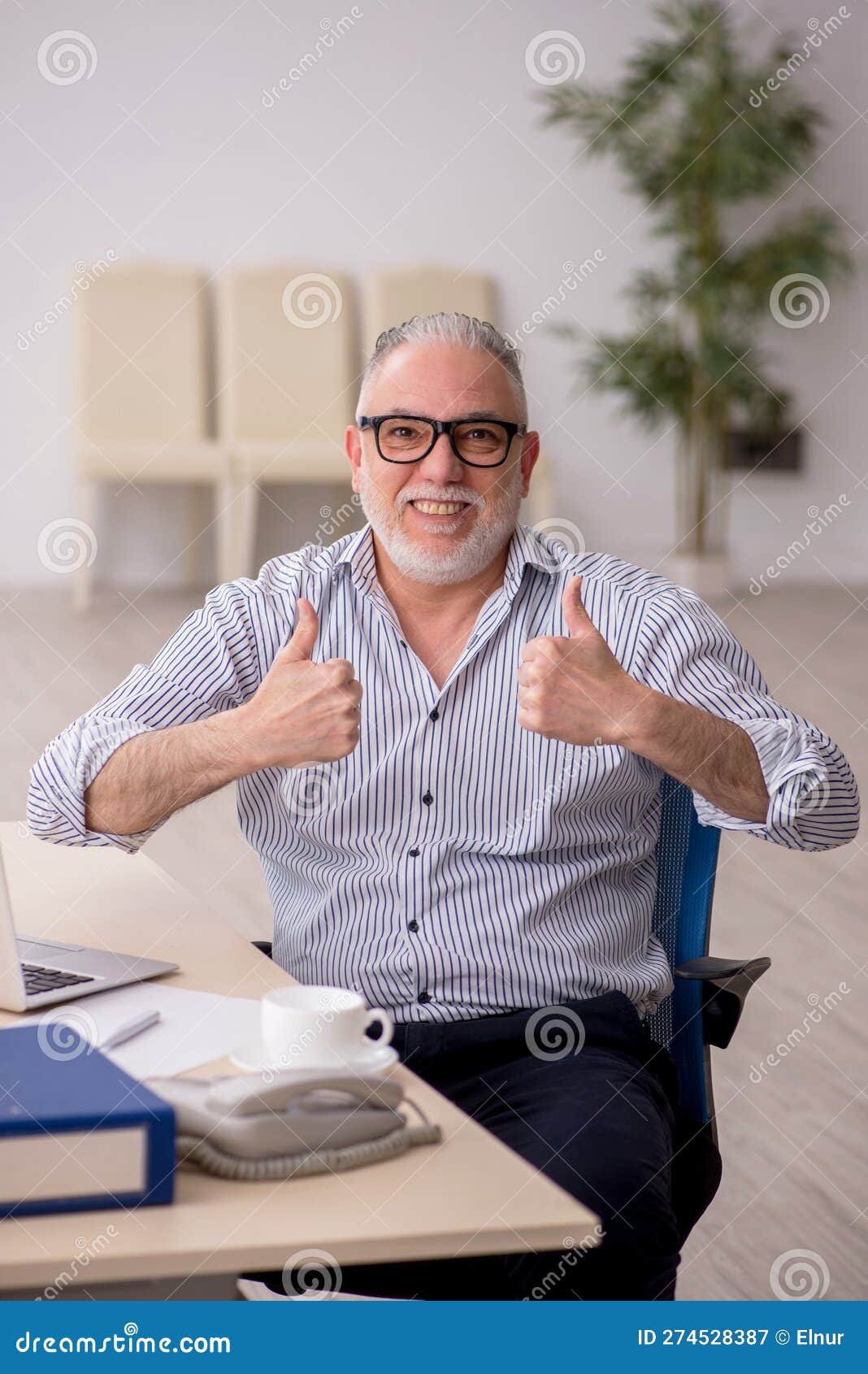 Old Male Employee Working at Workplace Stock Image - Image of busy ...