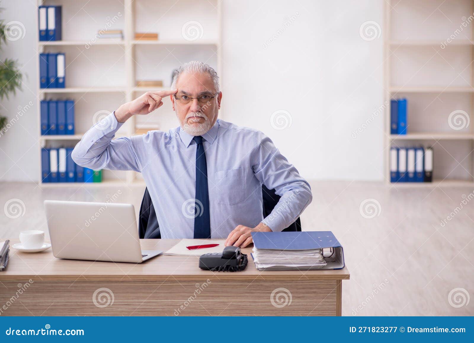 Old Male Employee Working in the Office Stock Image - Image of ...