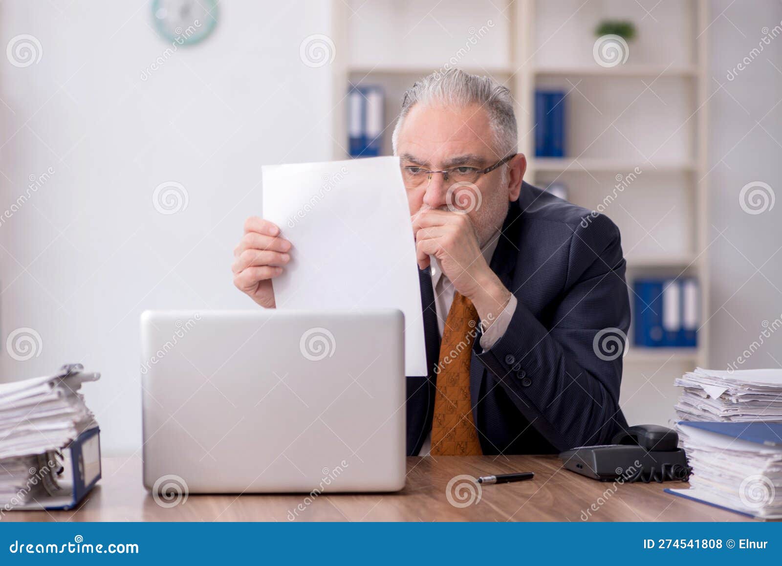 Old Male Employee Working in the Office Stock Photo - Image of missing ...