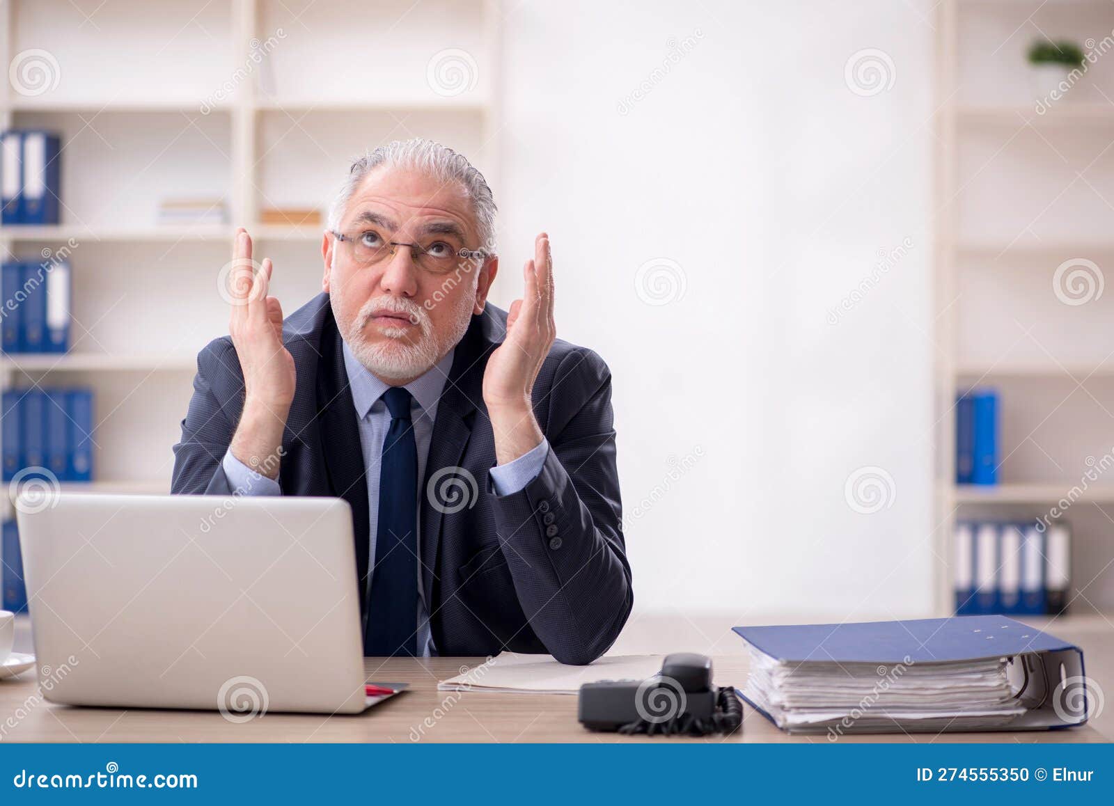 Old Male Employee Working in the Office Stock Photo - Image of business ...