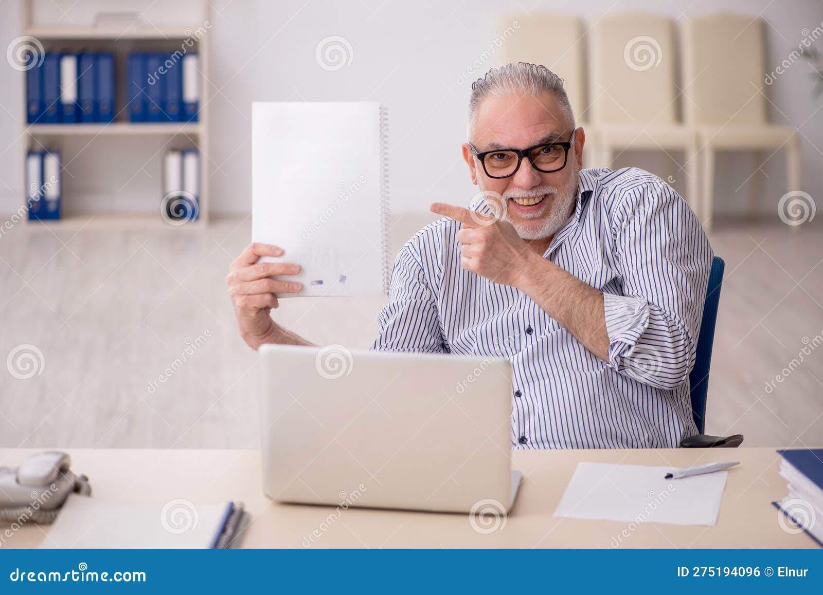 Old Male Employee Working at Workplace Stock Photo - Image of employee ...