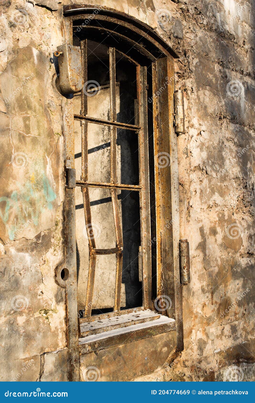 Old Empty Barred Window in the House Stock Image - Image of brick ...