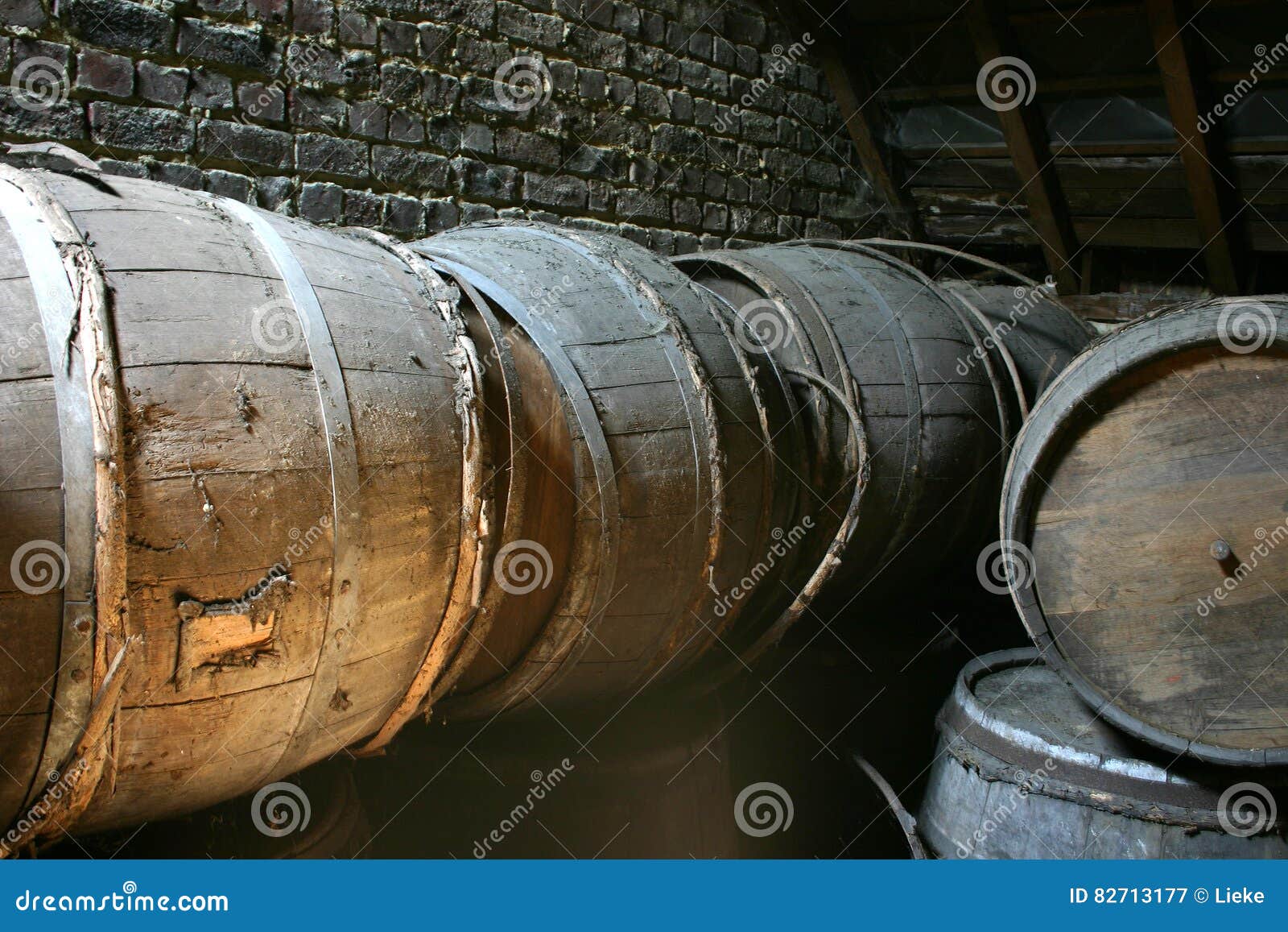 Old empty barrels of beer stock image. Image of former - 82713177