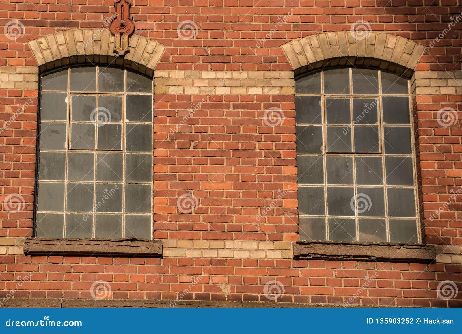 Old Empty Brick House Factory with Dark Windows Stock Photo - Image of ...