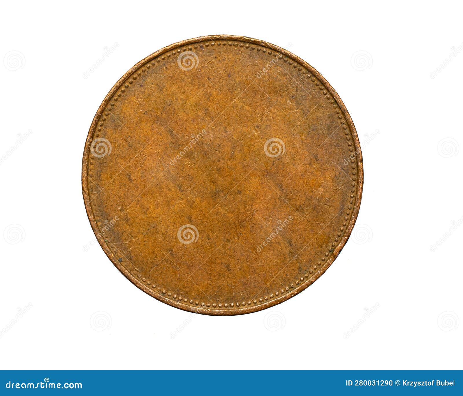 Old Empty Copper Coin on a White Isolated Background Stock Photo ...