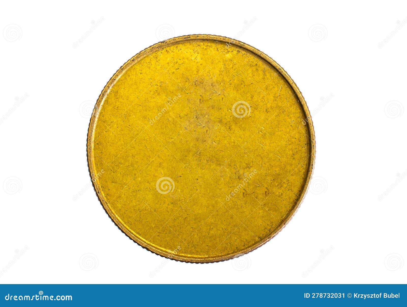 Old Empty Gold Coin on White Isolated Background Stock Image - Image of ...