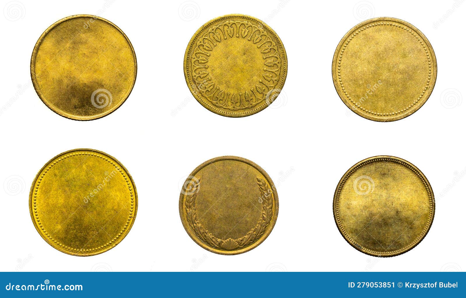 Old Empty Gold Coin on White Isolated Background Stock Image - Image of ...