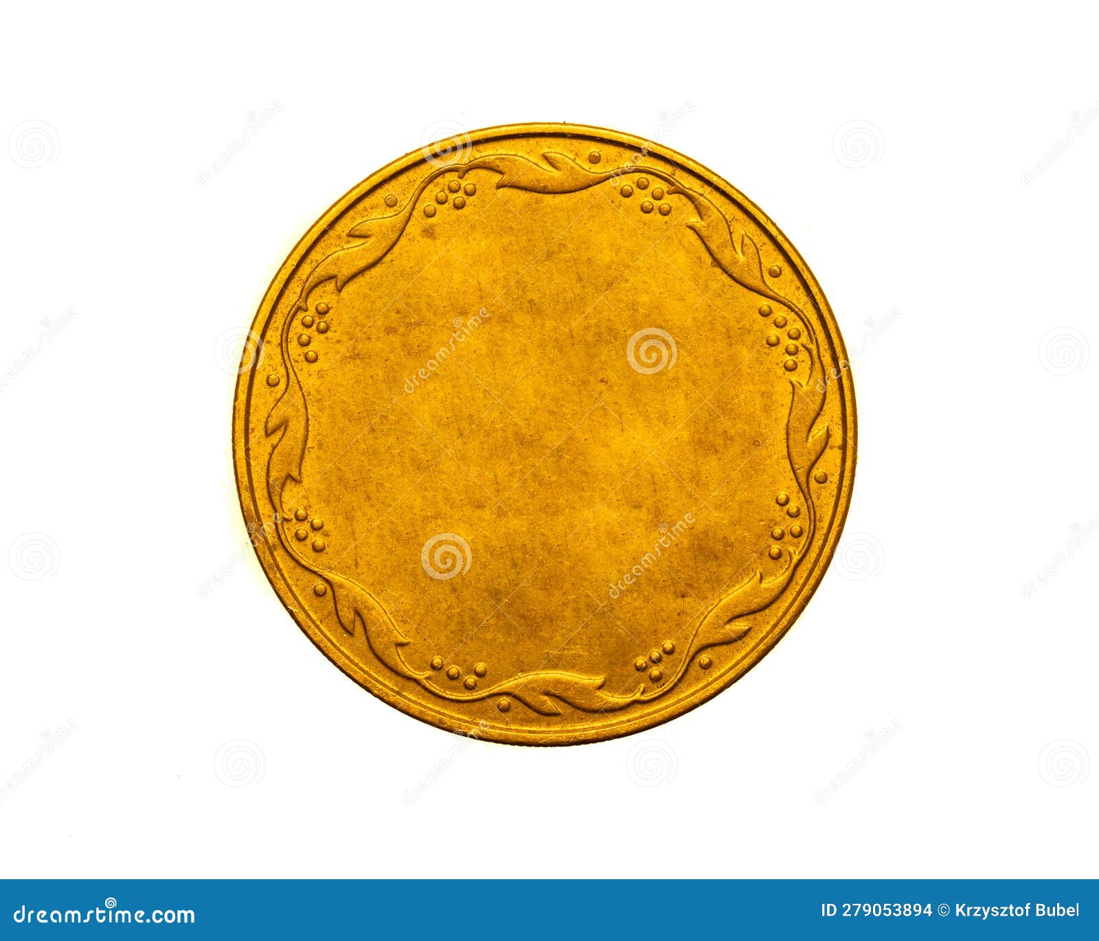 Old Empty Gold Coin on White Isolated Background Stock Photo - Image of ...