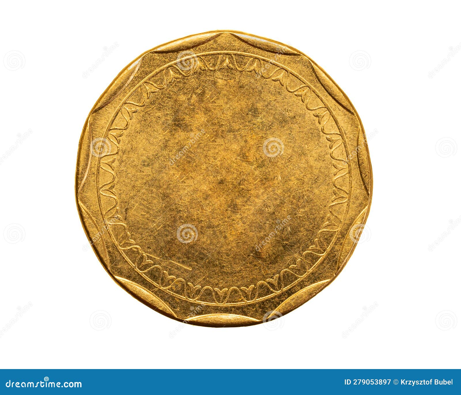 Old Empty Gold Coin on White Isolated Background Stock Image - Image of ...