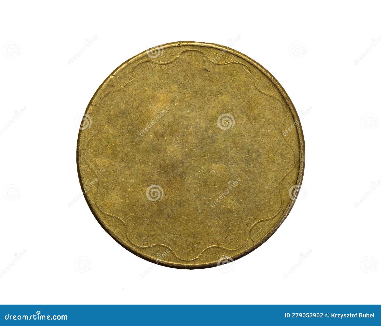 Old Empty Gold Coin on White Isolated Background Stock Photo - Image of ...