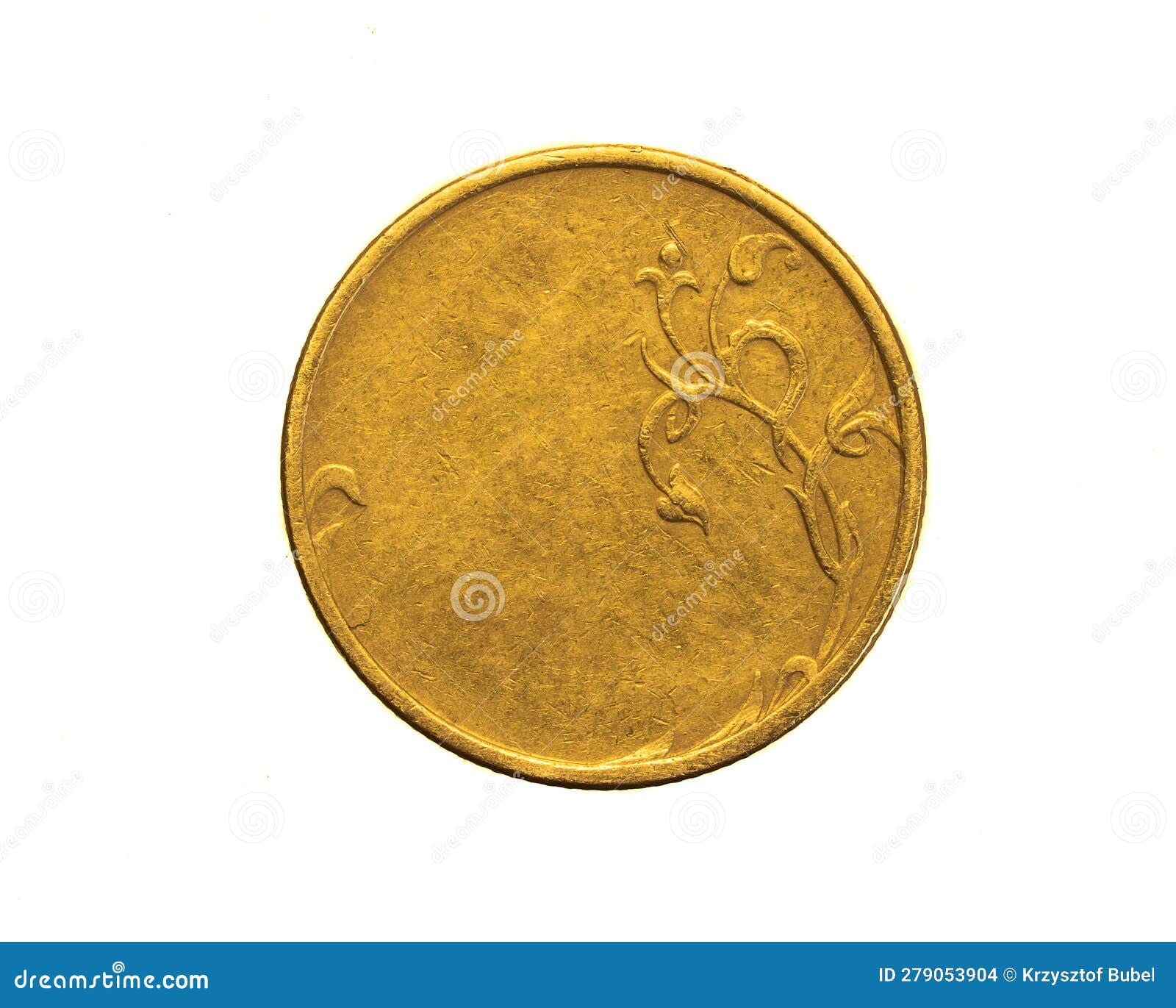 Old Empty Gold Coin on White Isolated Background Stock Photo - Image of ...