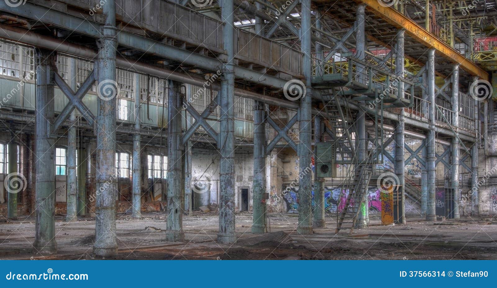 Old empty hall stock photo. Image of building, dangerous - 37566314