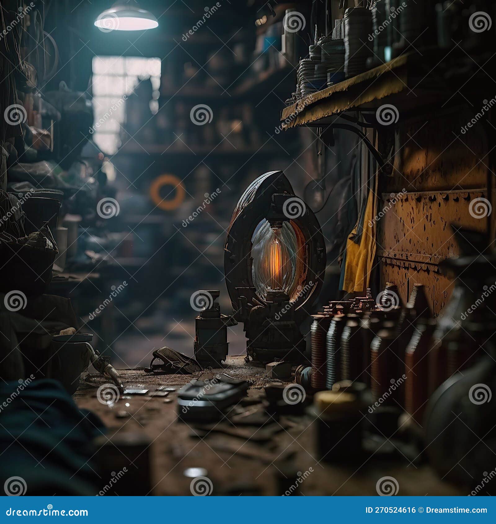 Old Empty Mechanical Workshop with Many Messy Things Created by ...