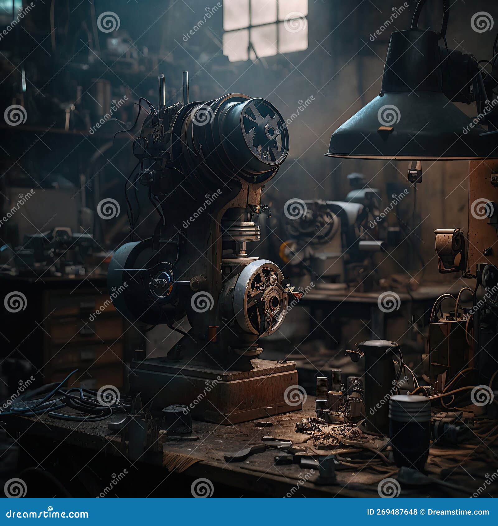 Old Empty Mechanical Workshop with Many Messy Things Created by ...