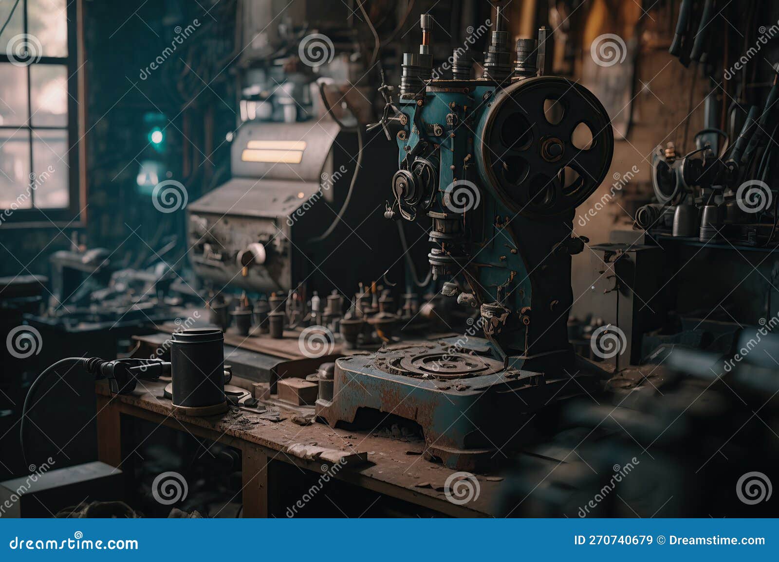 Old Empty Mechanical Workshop with Many Messy Things Created by ...