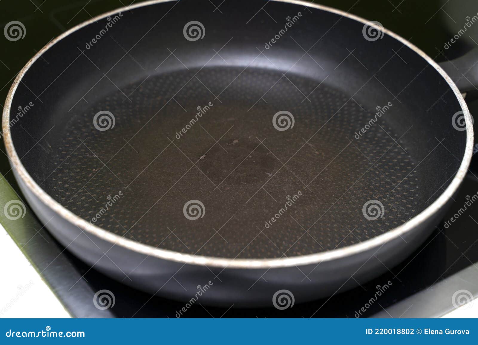 Old Empty Non-stick Frying Pan. the Coating is Damaged Stock Photo ...