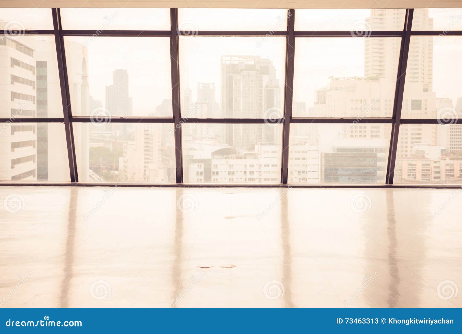 Old Empty Office Space with Large Window Stock Image - Image of blank ...