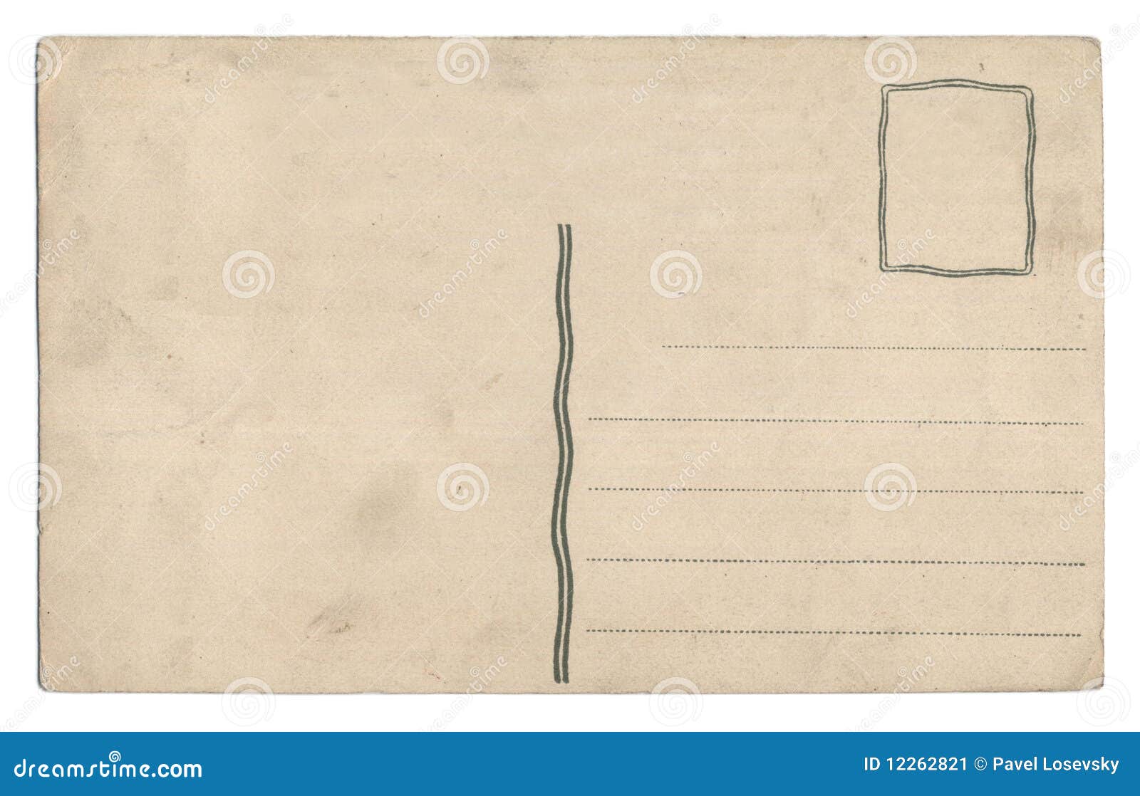 Old Empty Postcard Isolated on White Stock Image - Image of aged, retro ...