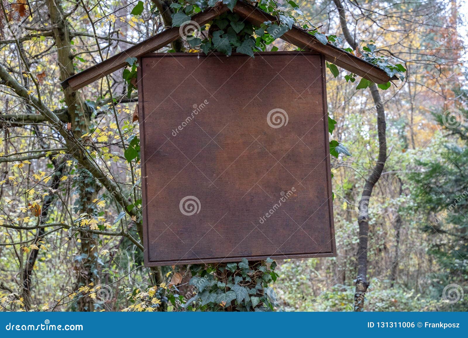 Old Empty Signboard in the Middle of the Forest Stock Photo - Image of ...