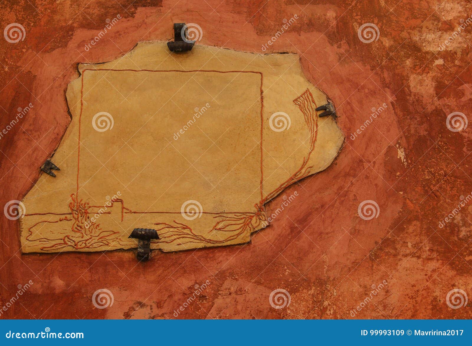 Old Empty Signboard on the Red Wall Stock Image - Image of company ...