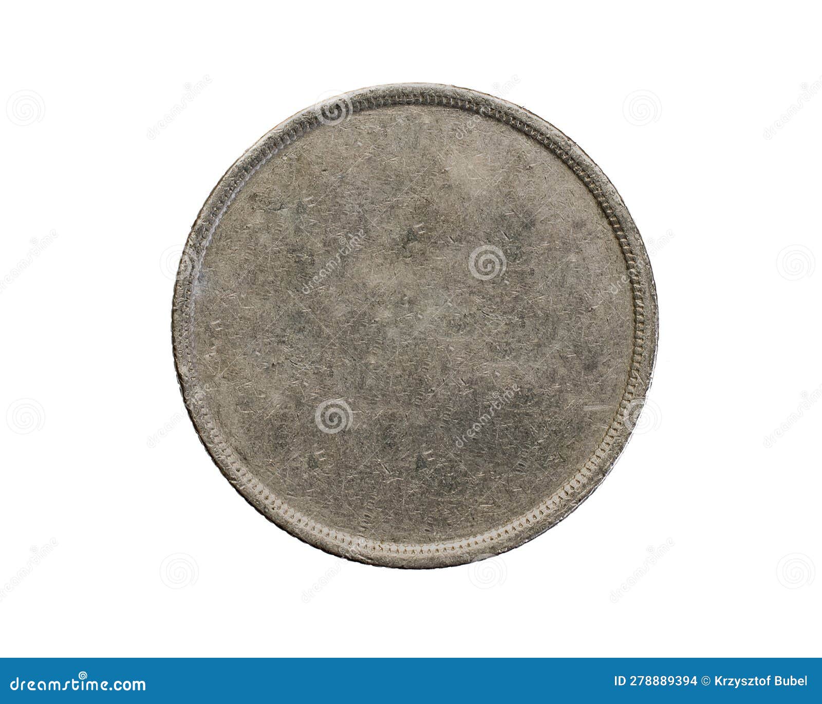 Old Empty Silver Coin on White Isolated Background Stock Photo - Image ...
