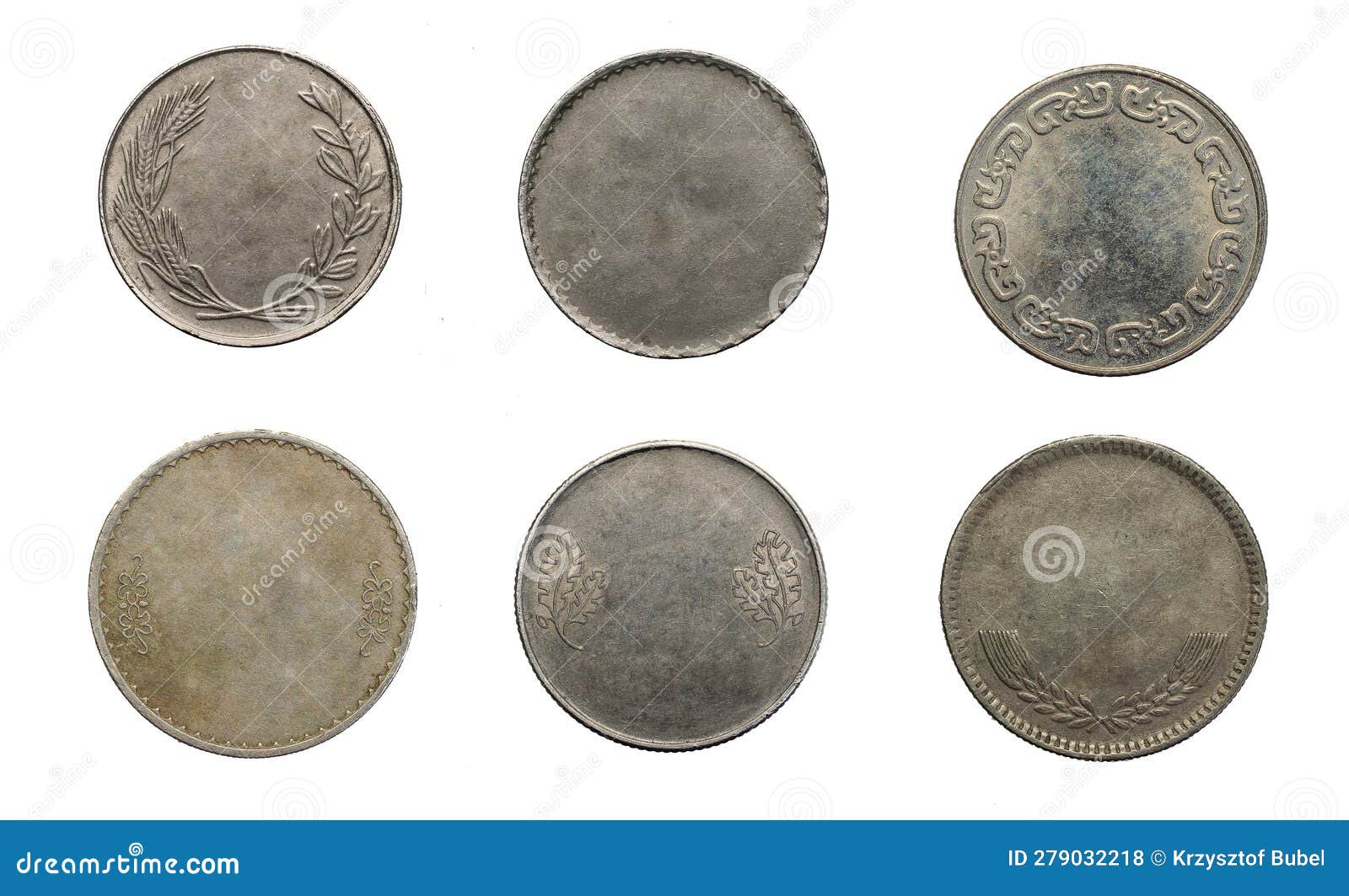 Old Empty Silver Coin on White Isolated Background Stock Photo - Image ...