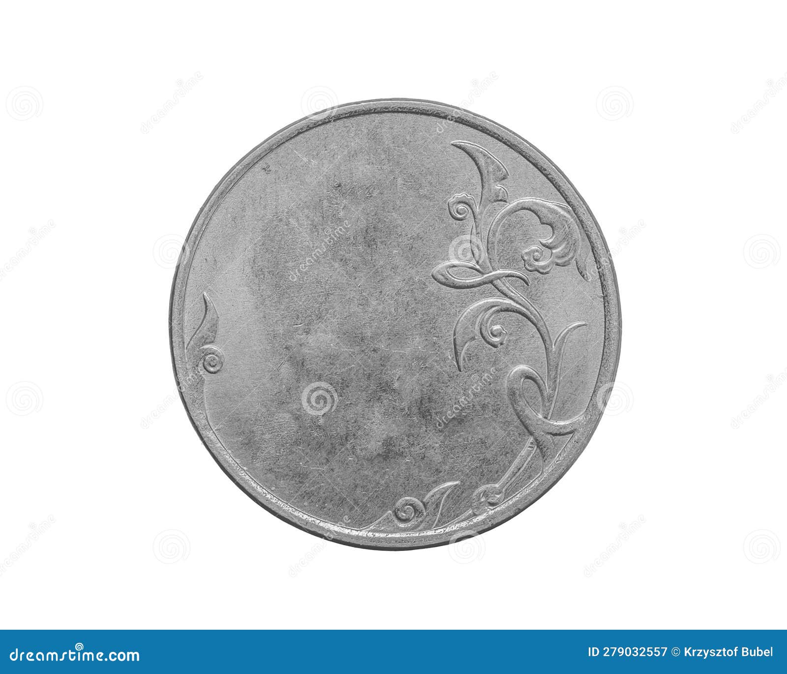 Old Empty Silver Coin on White Isolated Background Stock Image - Image ...