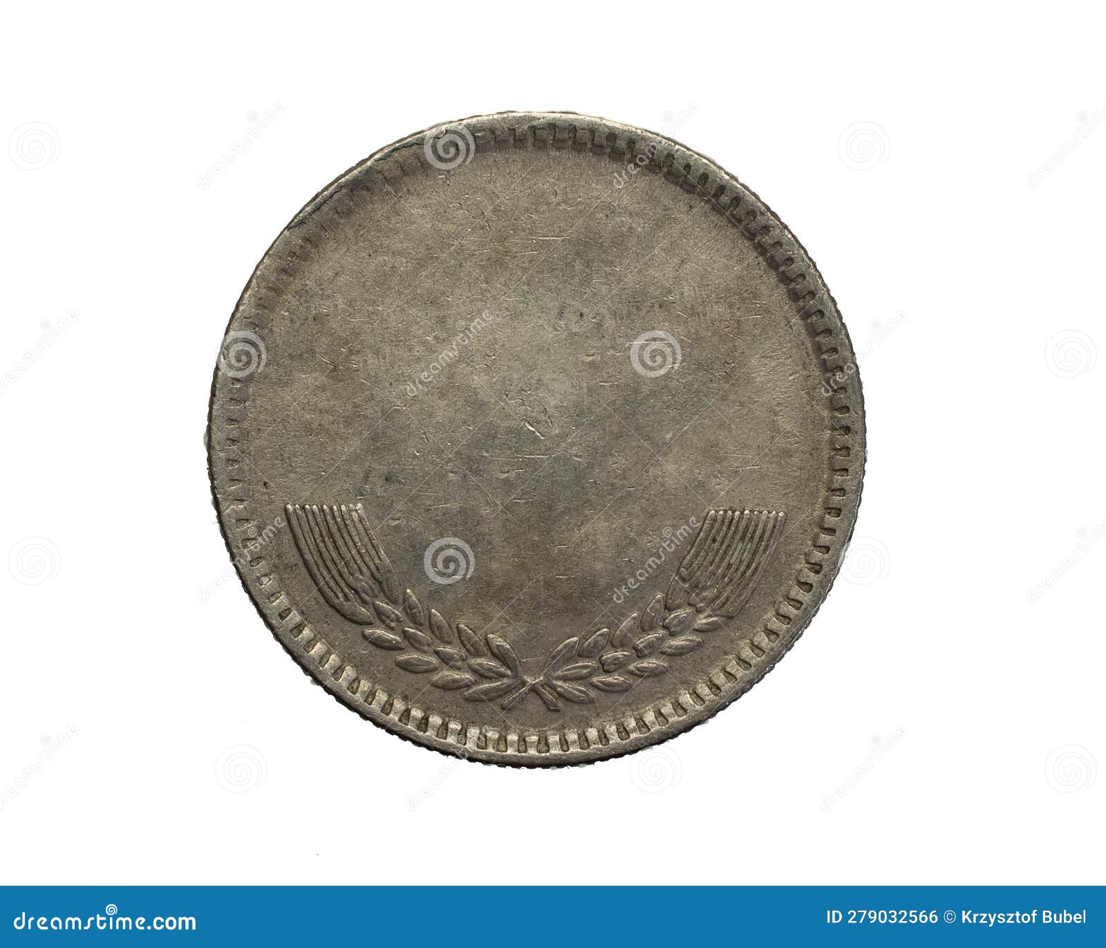 Old Empty Silver Coin on White Isolated Background Stock Photo - Image ...