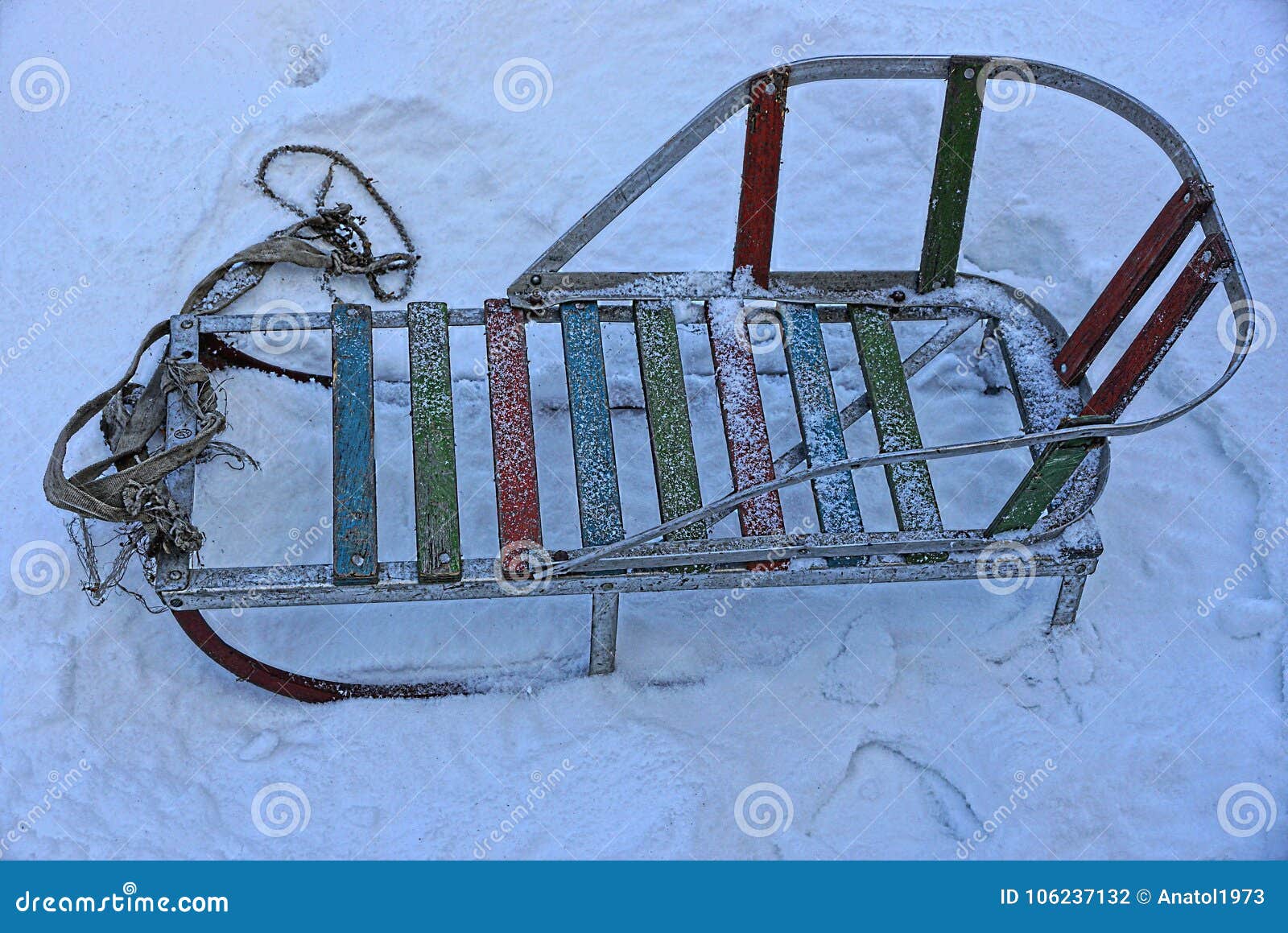 Old Empty Sledges in a Snowdrift on the Street Stock Photo - Image of ...