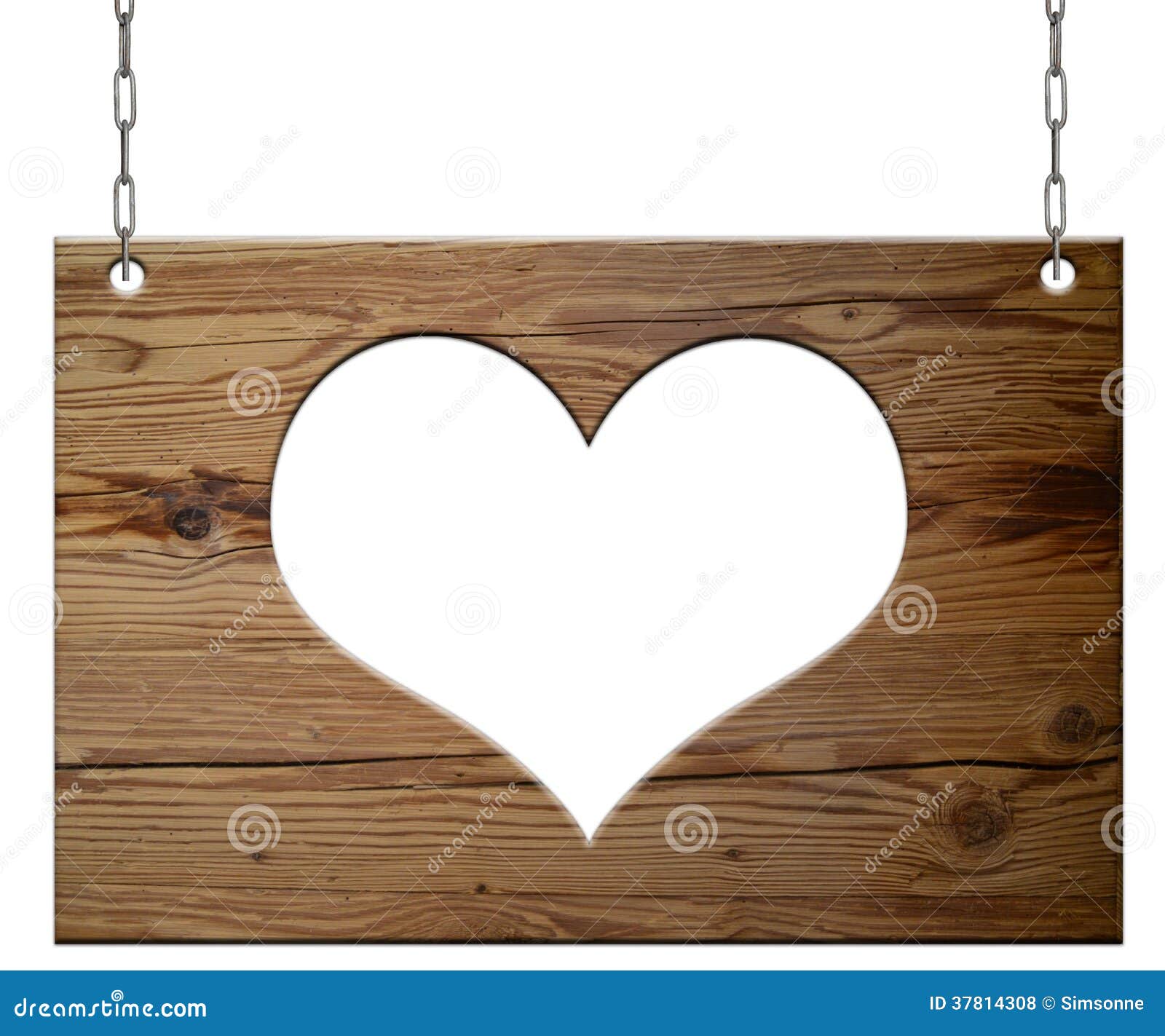 Old Empty Wooden Sign Heart Stock Photo - Image of holiday, kettenglied ...
