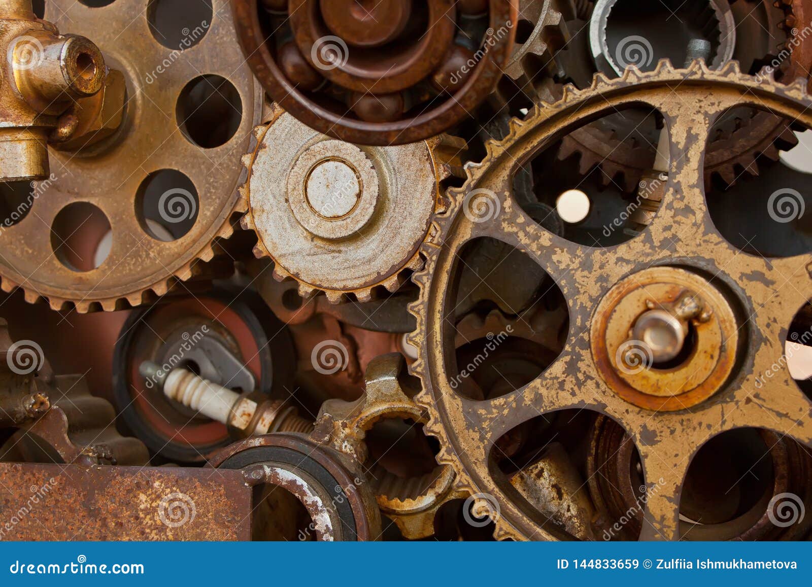 Old Engine Gear Wheels, Closeup View. Retro Style Stock Image - Image ...