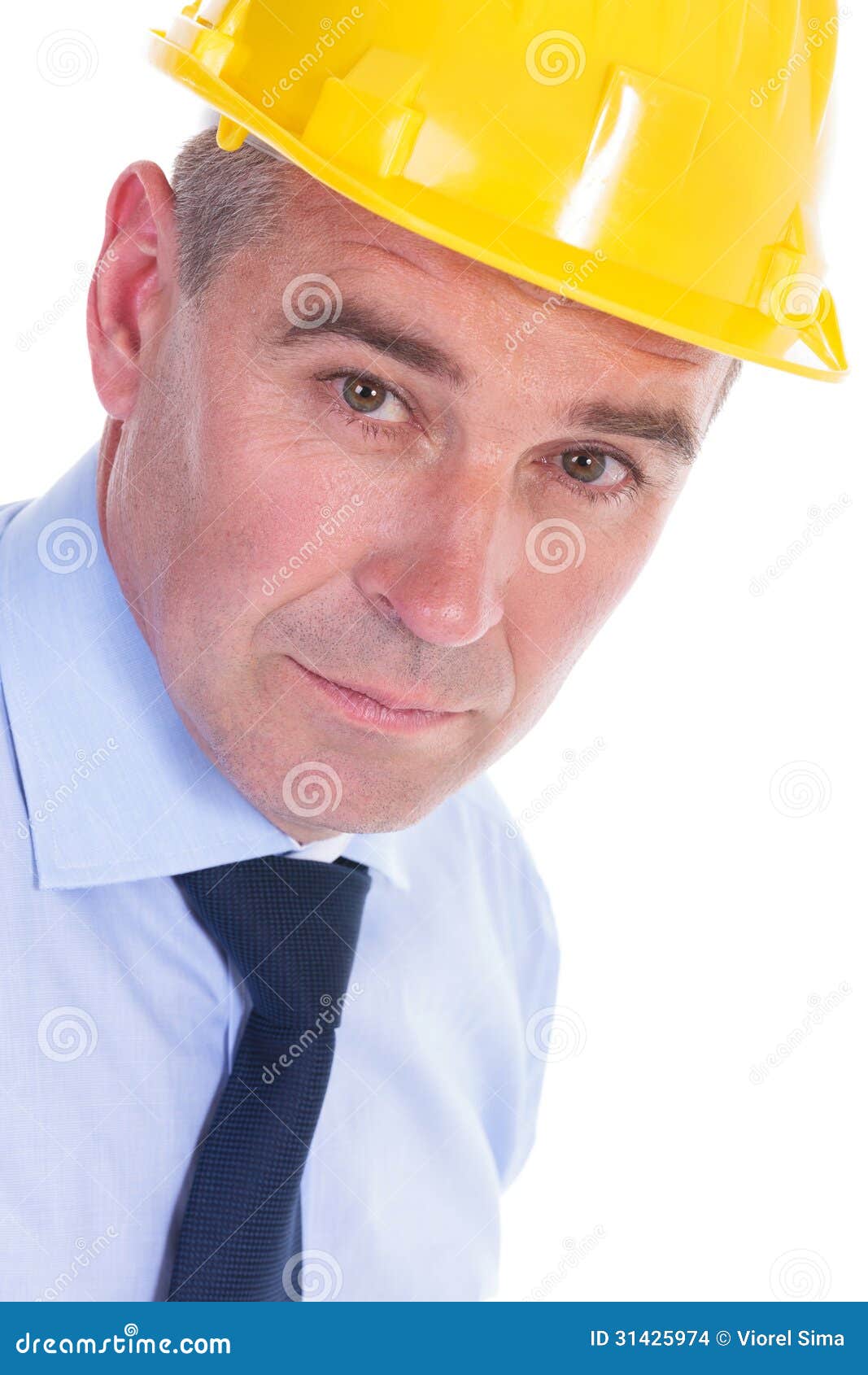 Old Engineer Closeup Portrait Stock Photo - Image of hardhat, happy ...