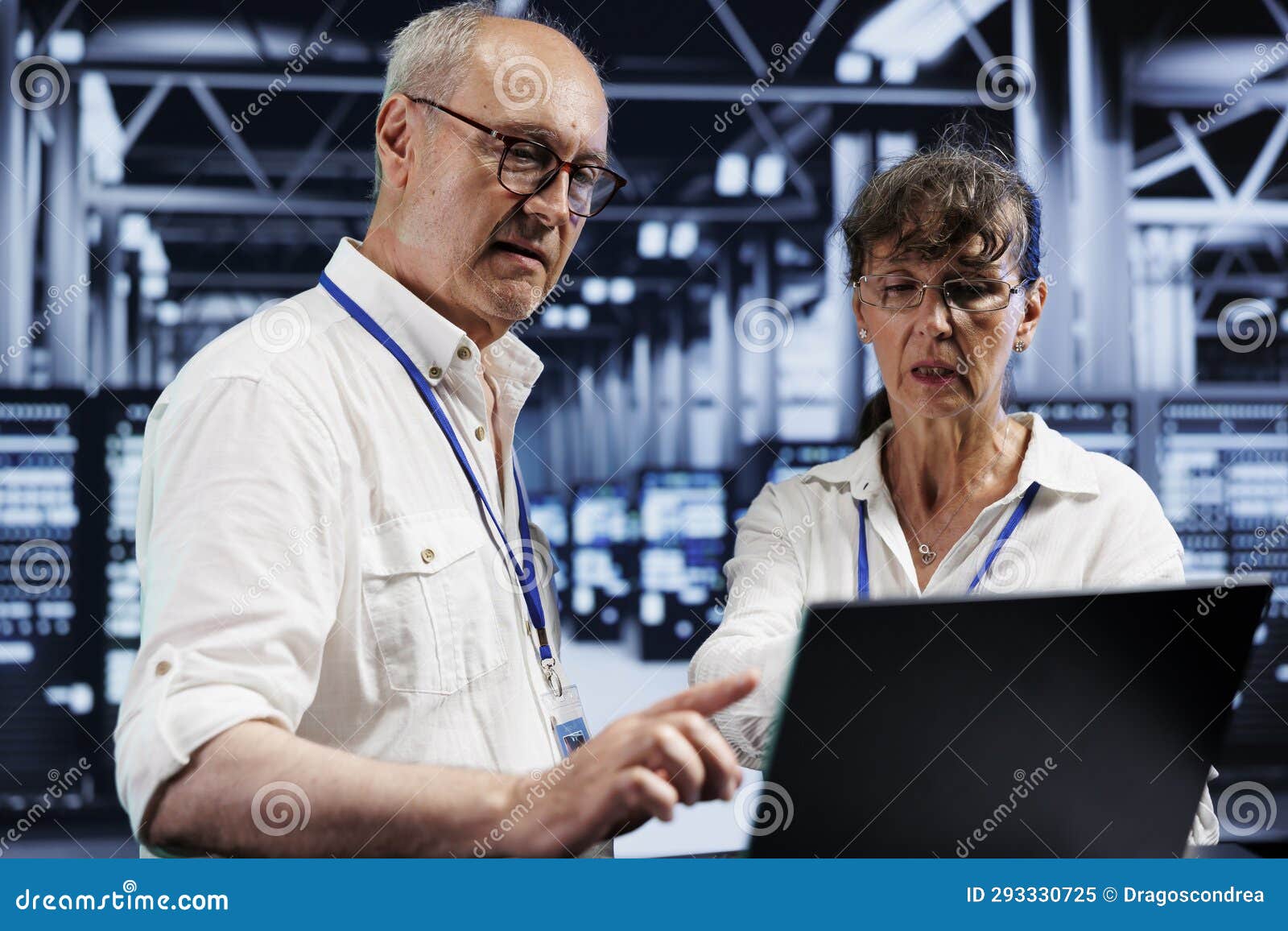 Old Engineers Preventing Servers Strain Stock Image - Image of ...