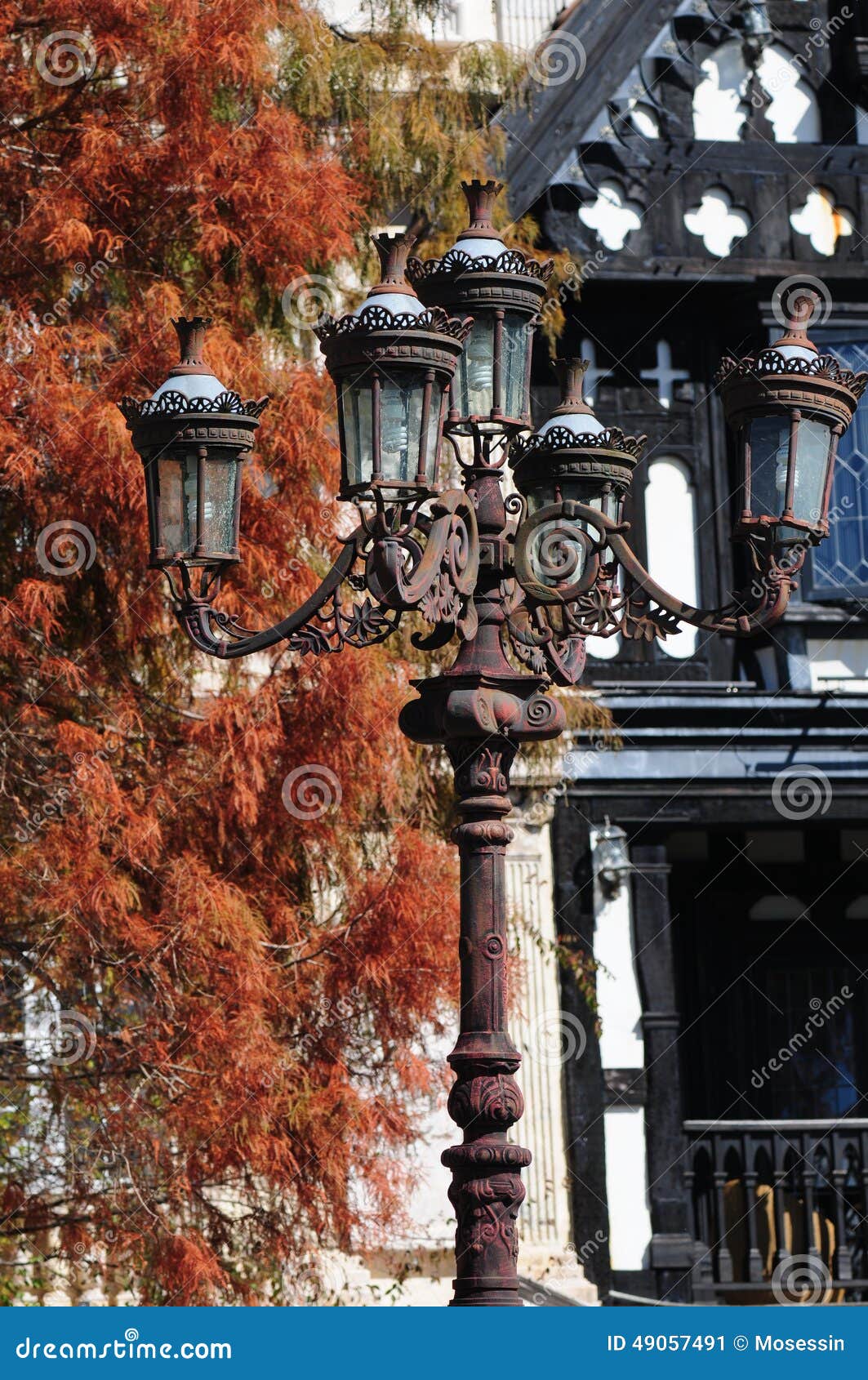 Old England lamp post stock image. Image of castle, tree - 49057491