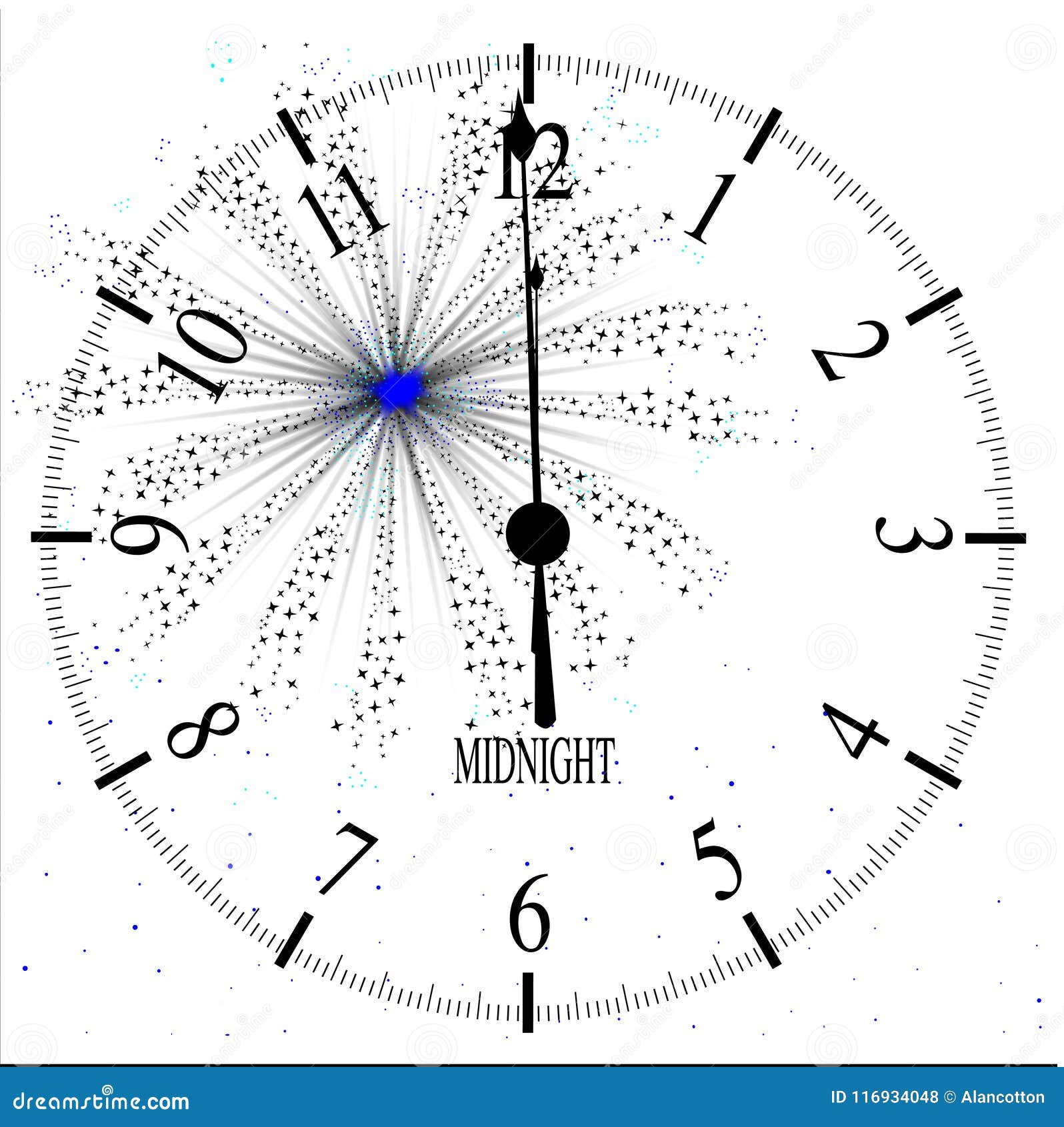 New Years Firework Abstract with Clock Stock Vector - Illustration of ...