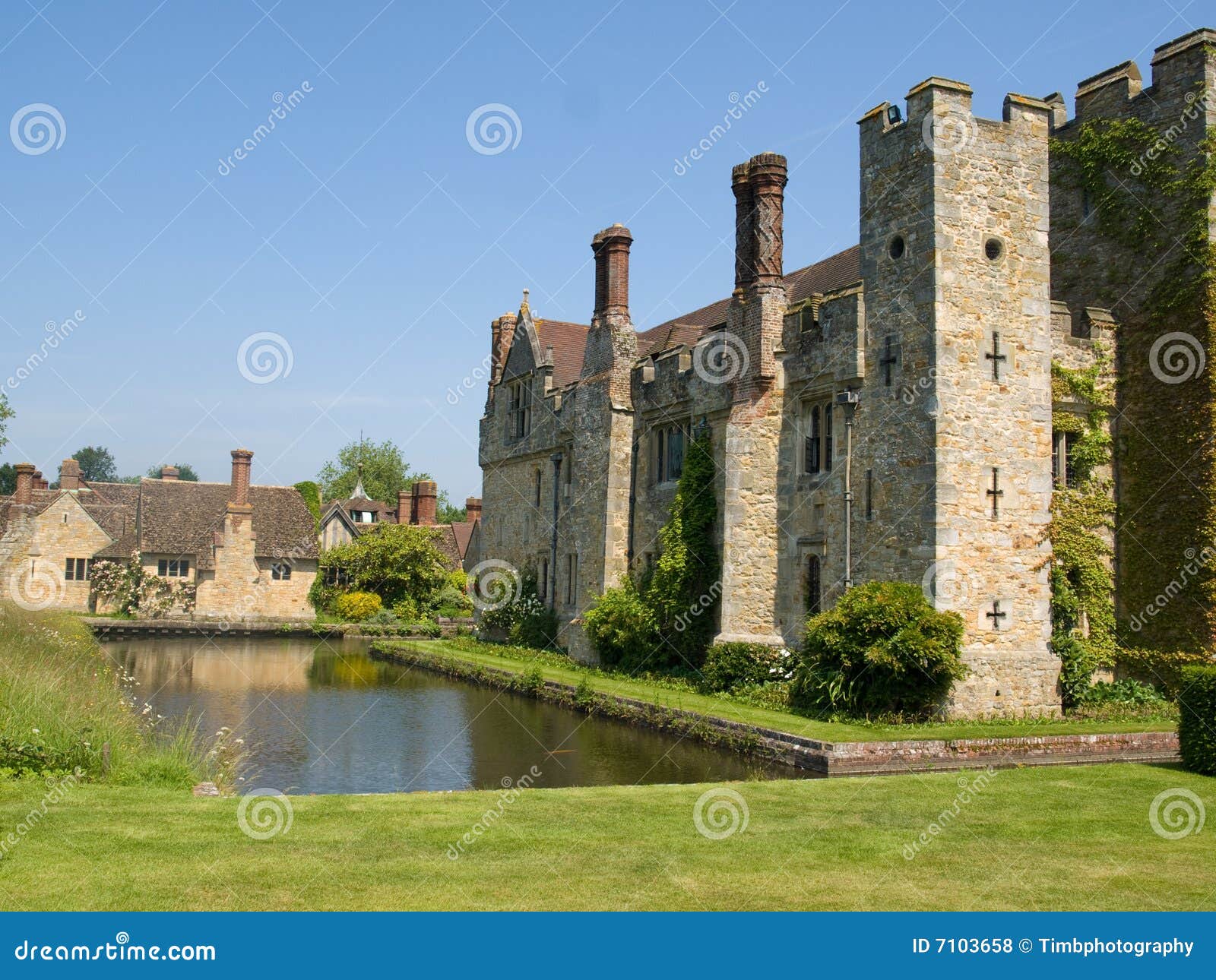 Old English Stone Built Historic Castle Stock Photo - Image of moat ...