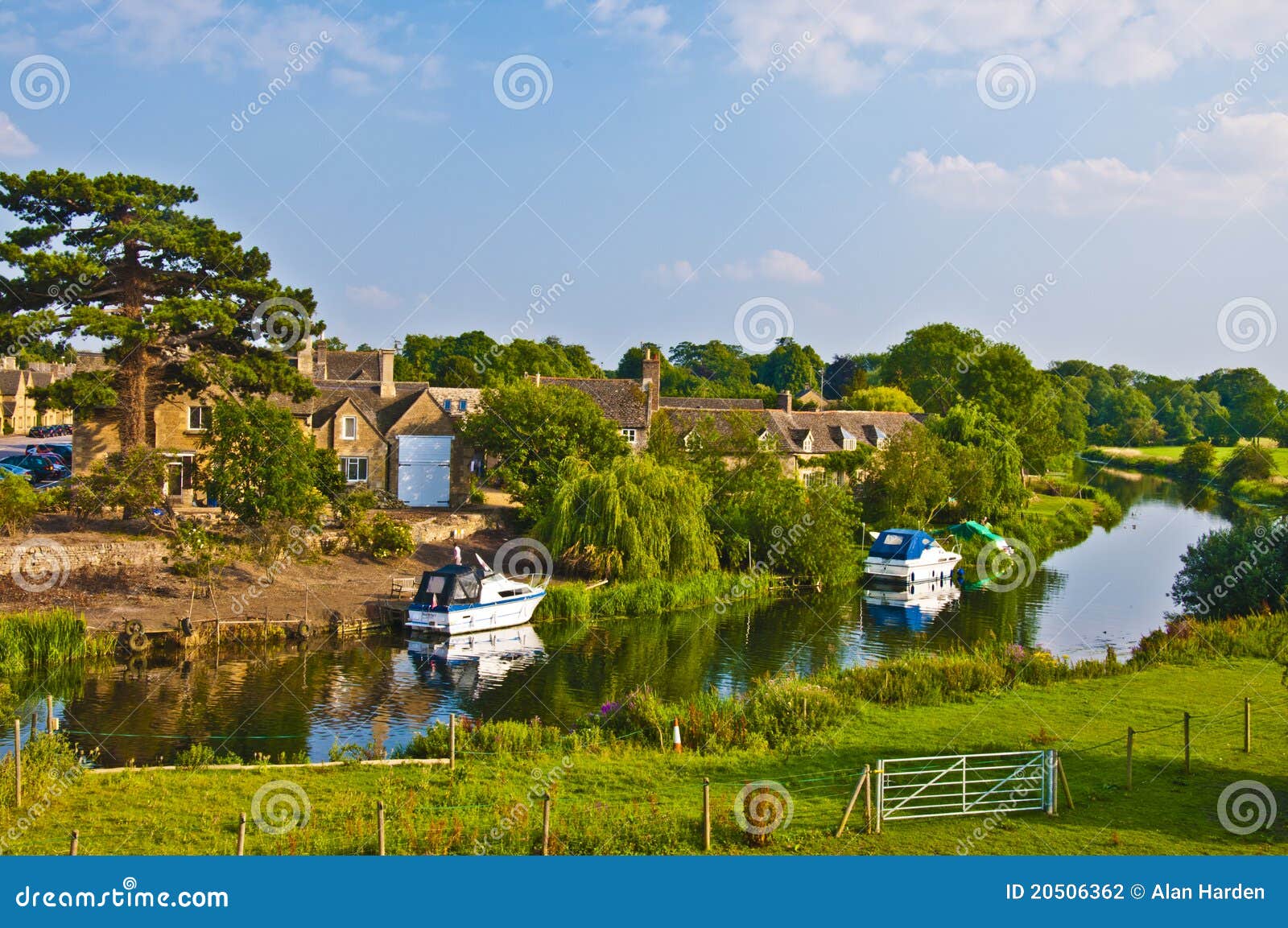 Old English Village Next To River Stock Photo - Image of terraced ...
