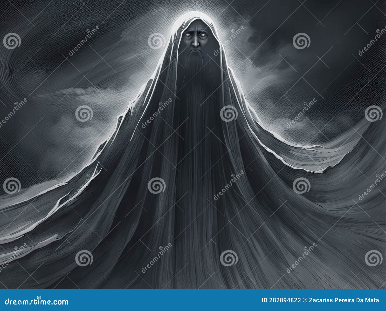 Old engraving of a ghost stock illustration. Illustration of death ...