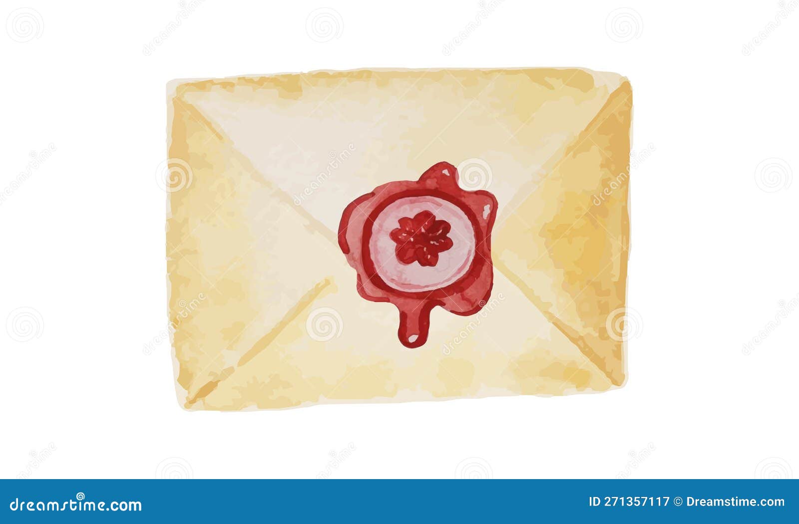Old Envelope Sealed with Wax Stamped - Painted in Watercolor Stock ...