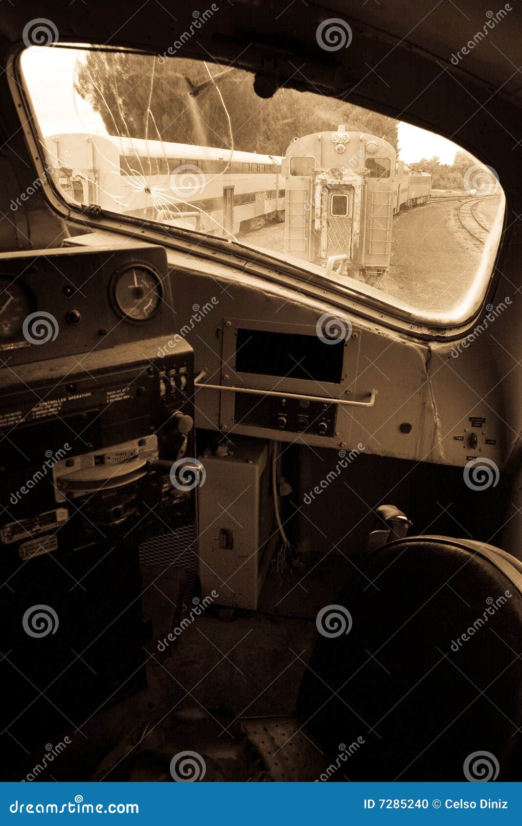 Interior of old locomotive stock photo. Image of window - 7285240