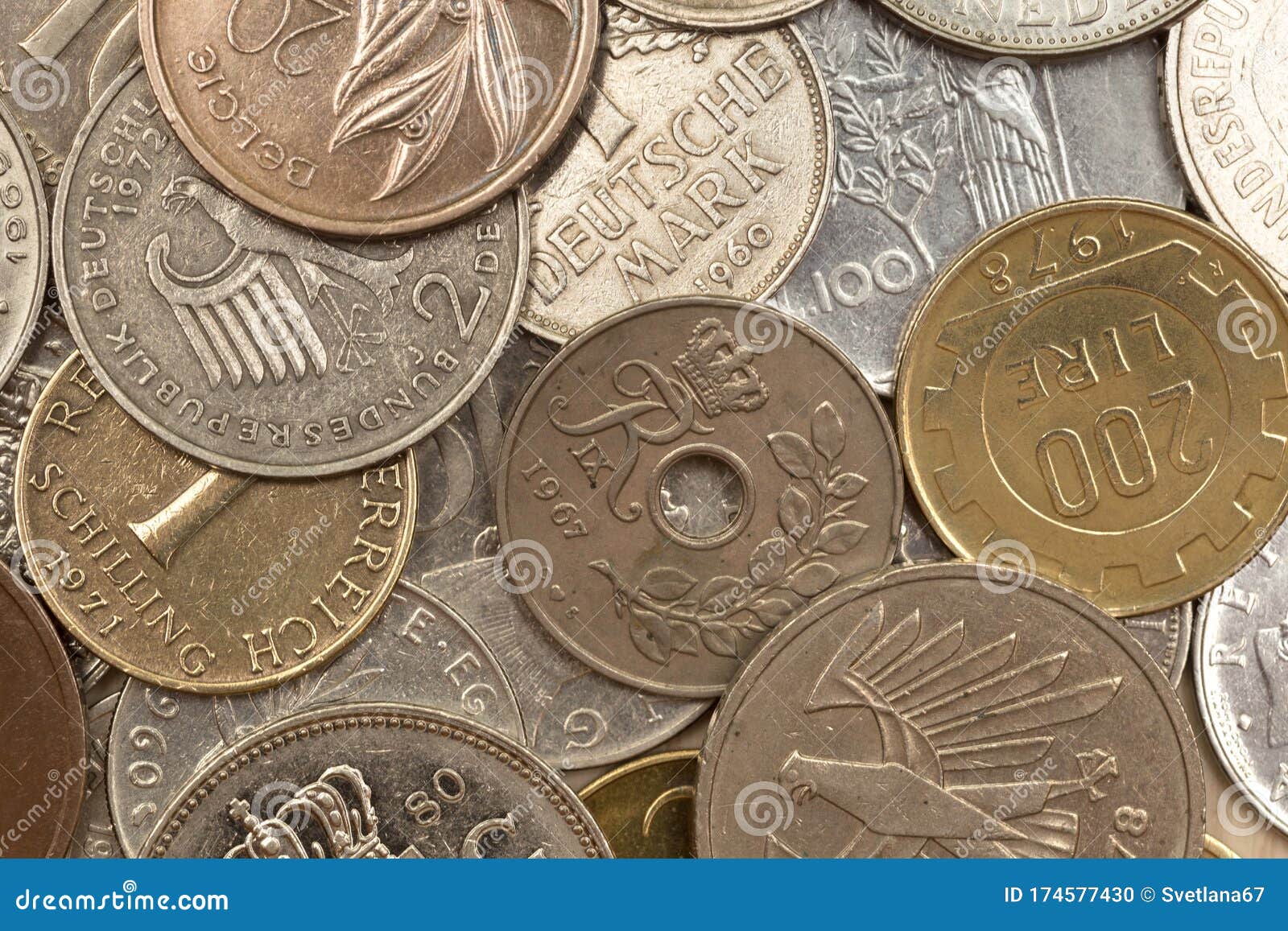 Old european coins stock photo. Image of investment - 174577430