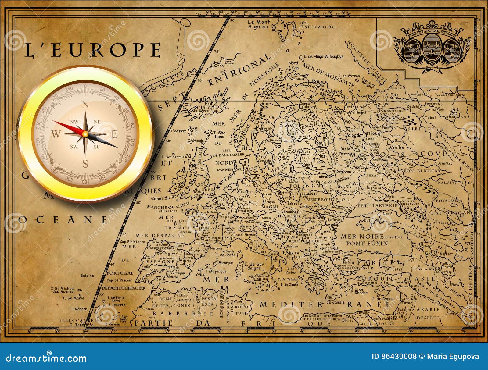 Old European map stock illustration. Illustration of retro - 86430008