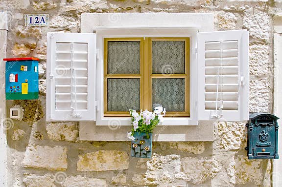 Old European Window with Shutters, Stock Photo - Image of decorated ...