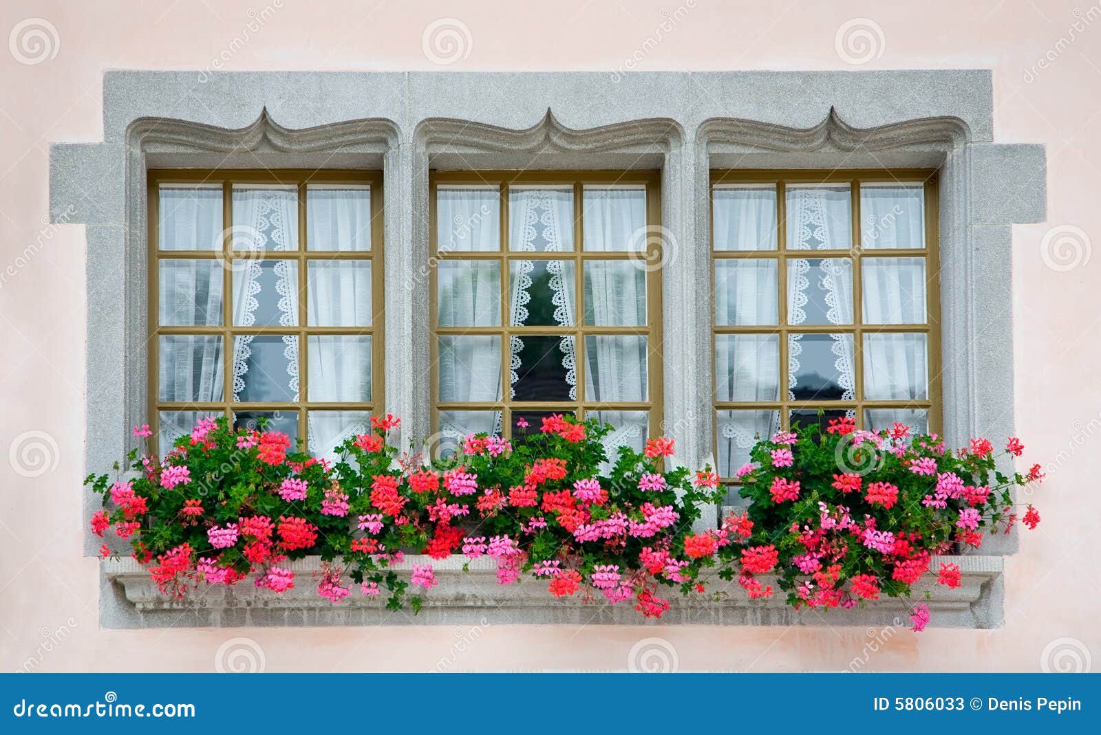 Old European Windows stock image. Image of wall, flowerbox - 5806033